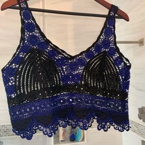 SHEIN | Tops | Crochet Cut Out Sheer Crop | Poshmark